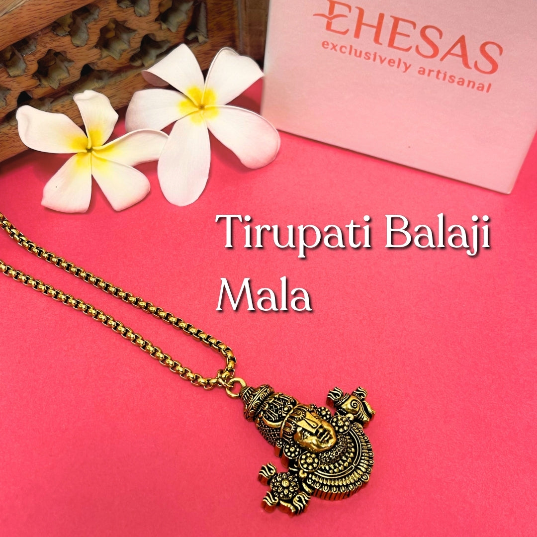 Tirupati Balaji Locket with Chain(Gold Plated) - Free Rudraksha Bracel ...